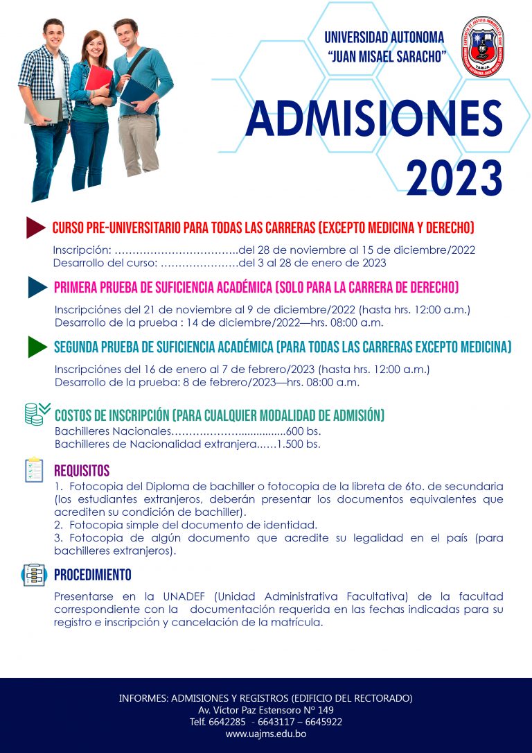 ADMISIONES 2023 – UAJMS » Universidad Autónoma Juan Misael Saracho