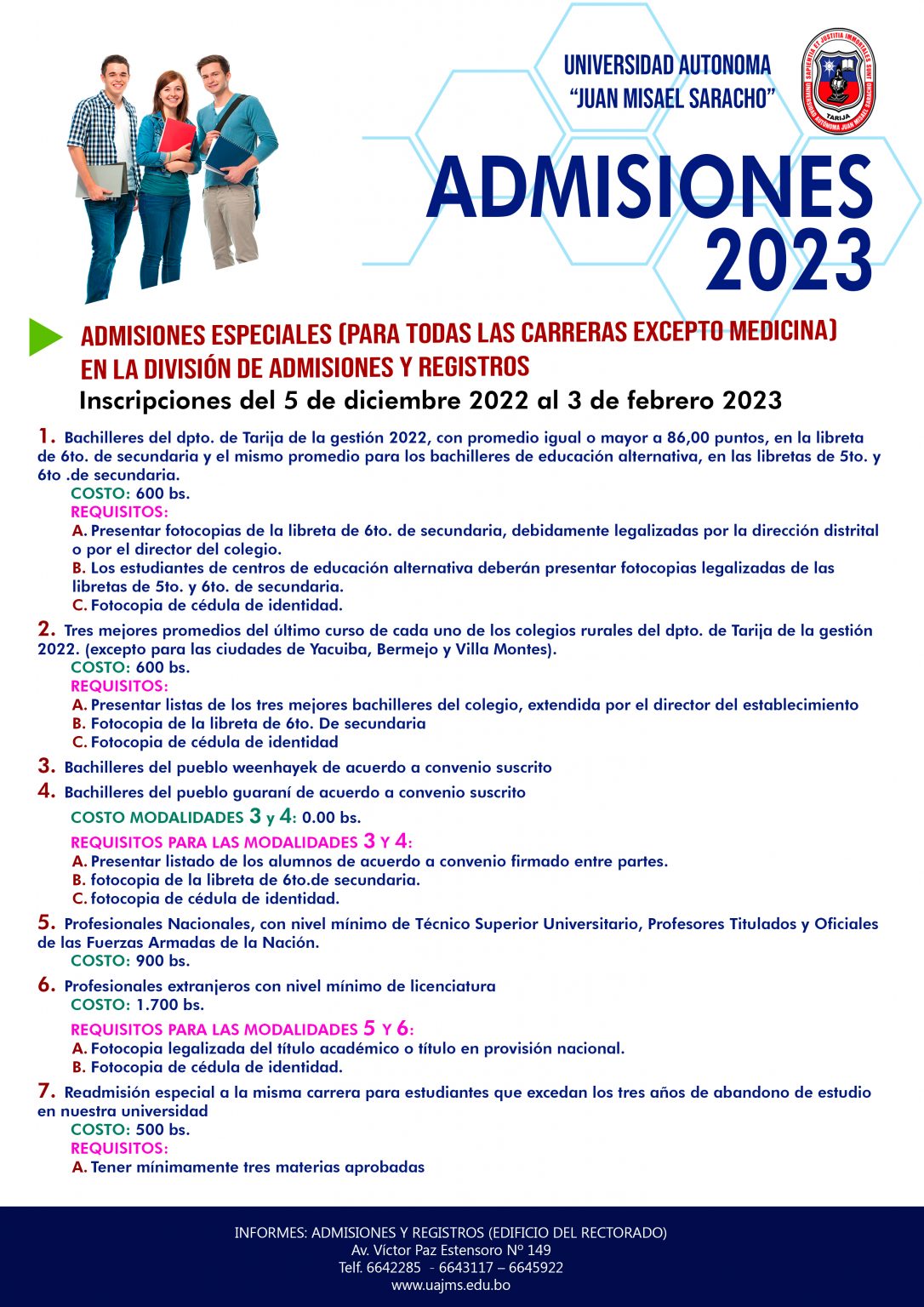 ADMISIONES 2023 – UAJMS » Universidad Autónoma Juan Misael Saracho